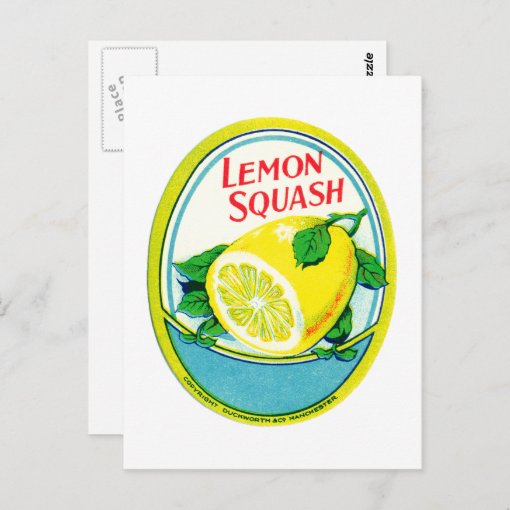 Vintage Lemon Squash Label Postcard | Zazzle