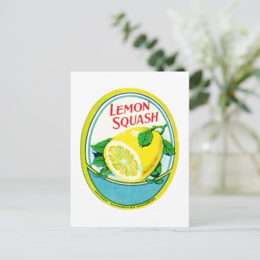 Vintage Lemon Squash Label Postcard | Zazzle