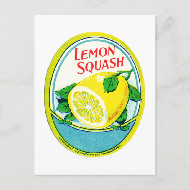 Vintage Lemon Squash Label Postcard | Zazzle