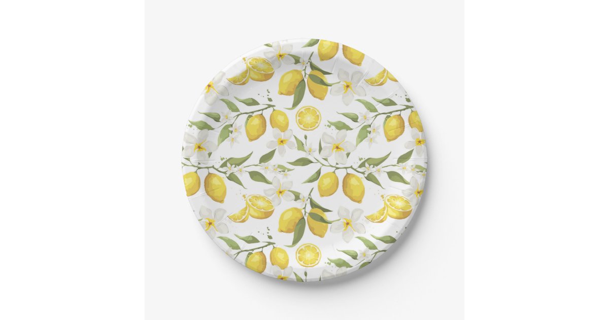 Vintage Lemon Tree Pattern Paper Plates | Zazzle