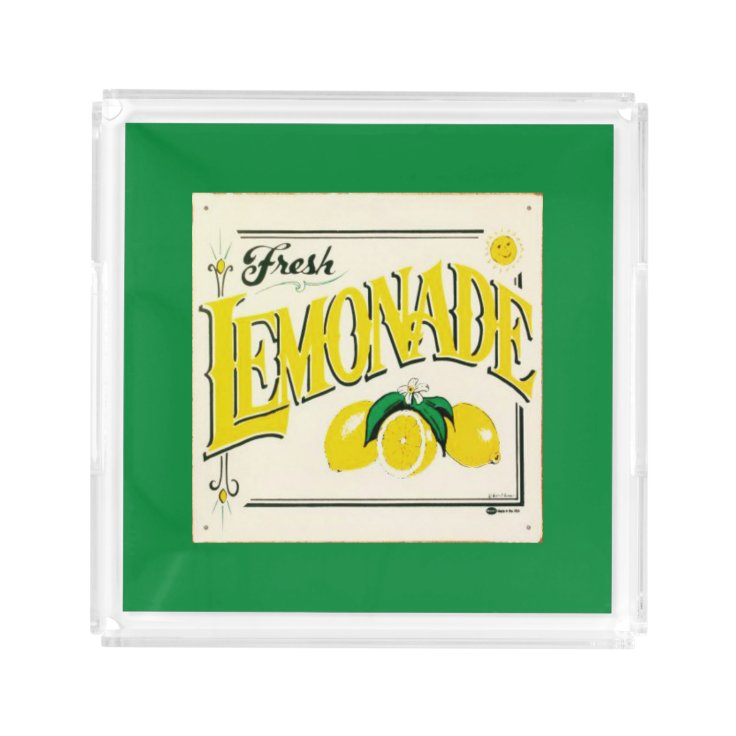 Vintage lemonade sign lemon summer fruit acrylic tray | Zazzle