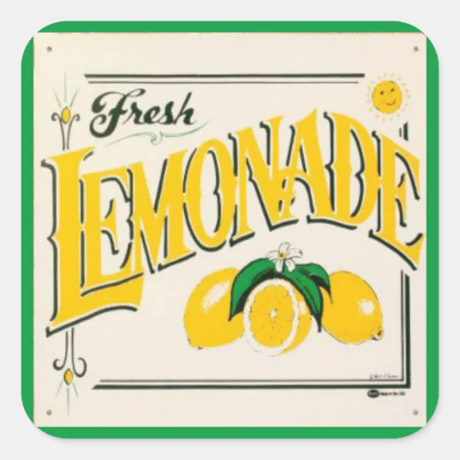 Vintage lemonade sign lemon summer fruit square sticker | Zazzle
