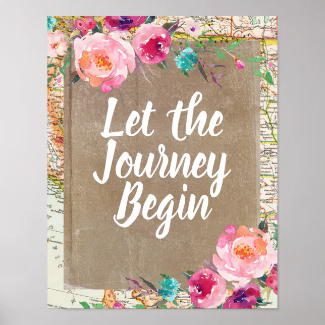Vintage Let the Journey Begin Sign Travel Poster | Zazzle