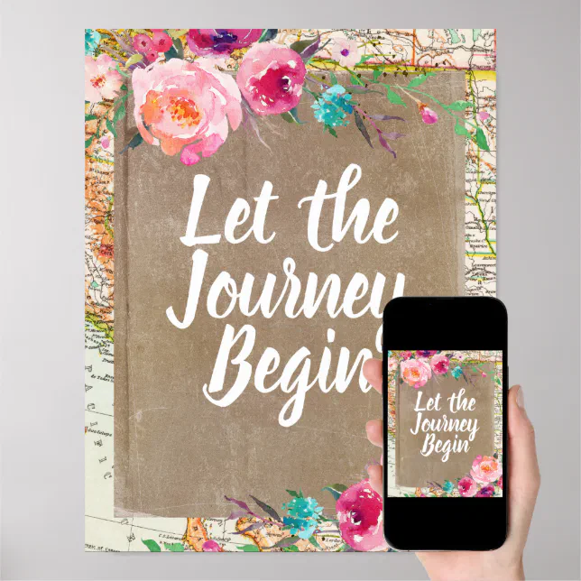 Vintage Let the Journey Begin Sign Travel Poster | Zazzle