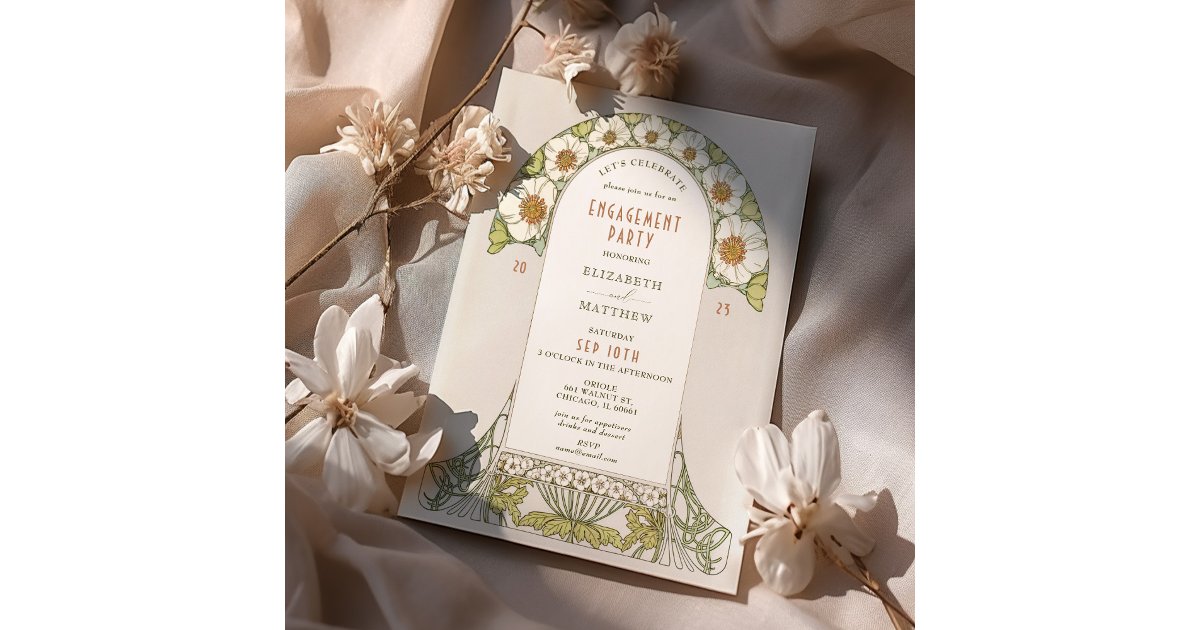 Vintage Let's Celebrate Invitations Art Nouveau | Zazzle