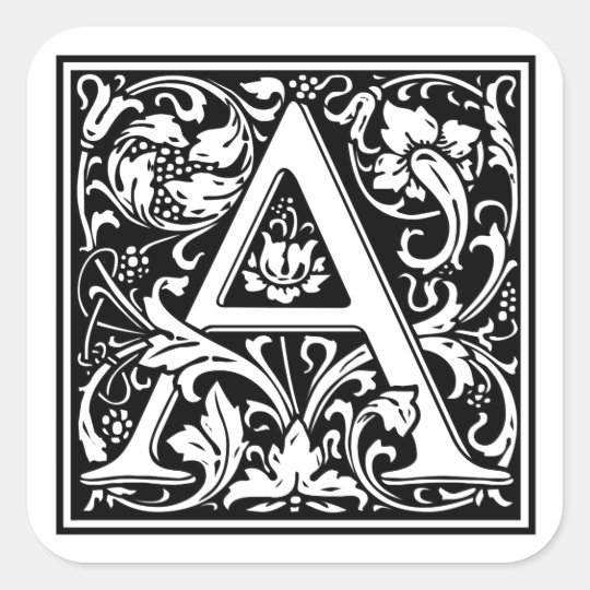 Vintage Letter "A" Square Sticker | Zazzle.com