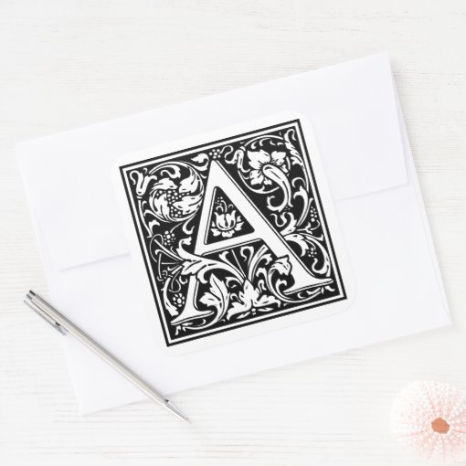 Vintage Letter "A" Square Sticker | Zazzle