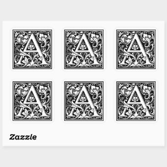 Vintage Letter "A" Square Sticker | Zazzle
