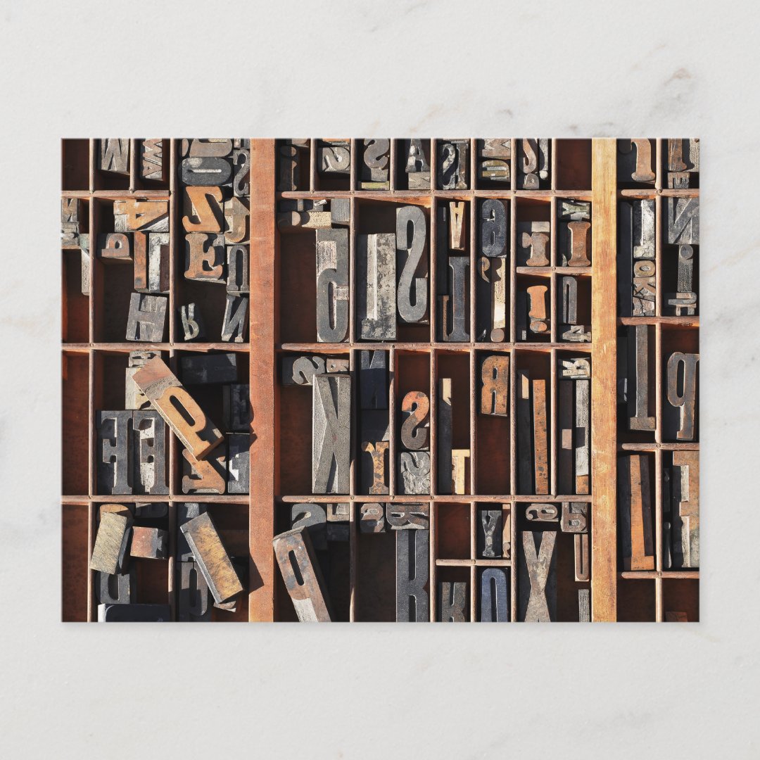 Vintage Letterpress Blocks Postcard | Zazzle