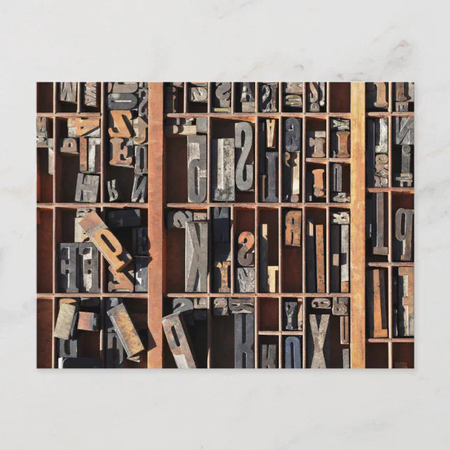 Vintage Letterpress Blocks Postcard | Zazzle