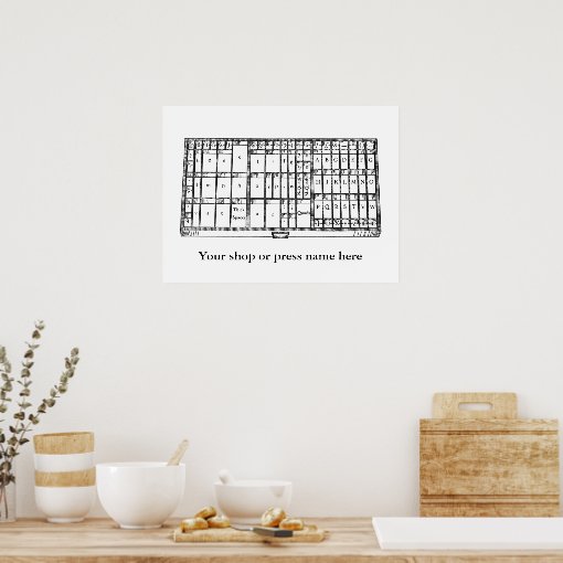 Vintage letterpress type case print shop poster | Zazzle