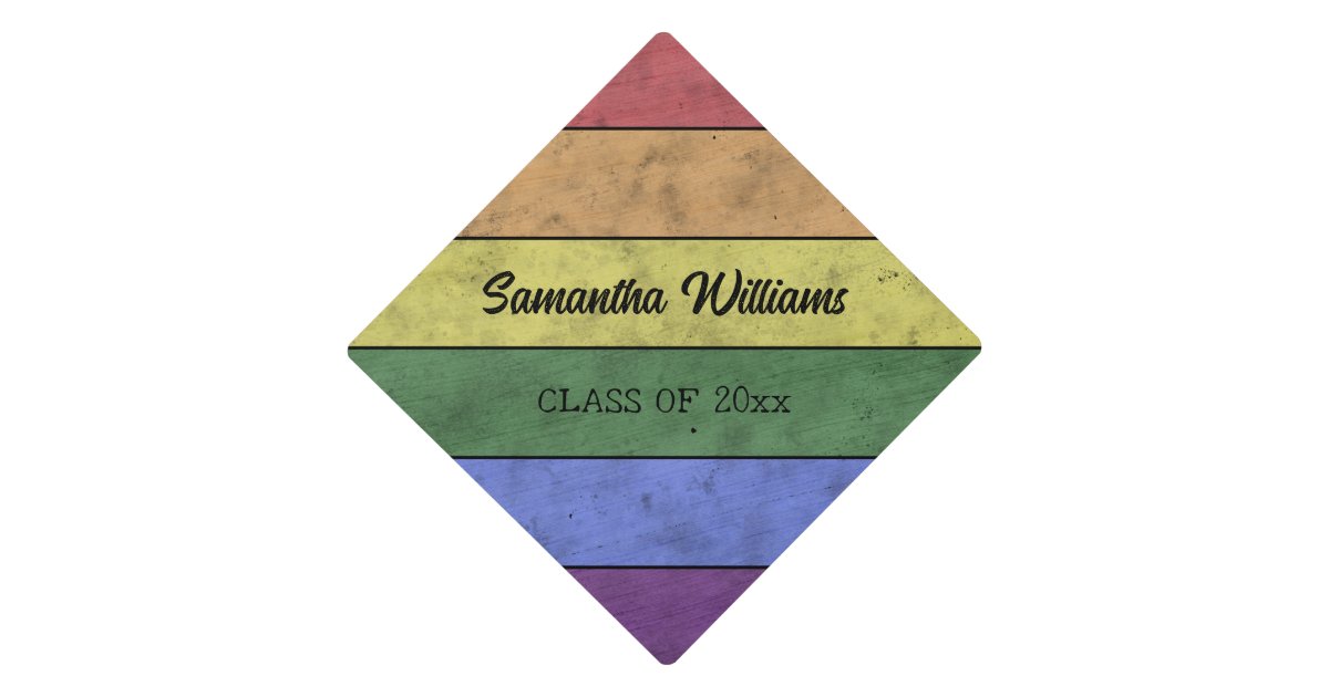 Vintage LGBT flag pride Custom name Class Graduation Cap Topper | Zazzle