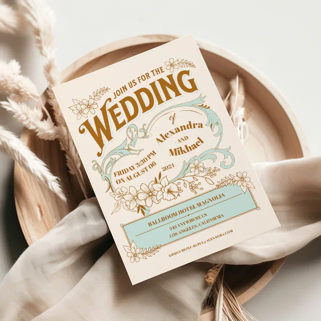 Vintage Library Book Wedding Invitation | Zazzle