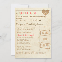 Vintage Library Card Wedding Invitation | Zazzle