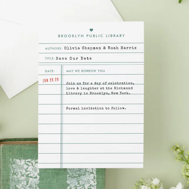 Vintage Library Card Wedding Save the Date | Zazzle