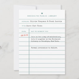 Vintage Library Card Wedding Save the Date | Zazzle