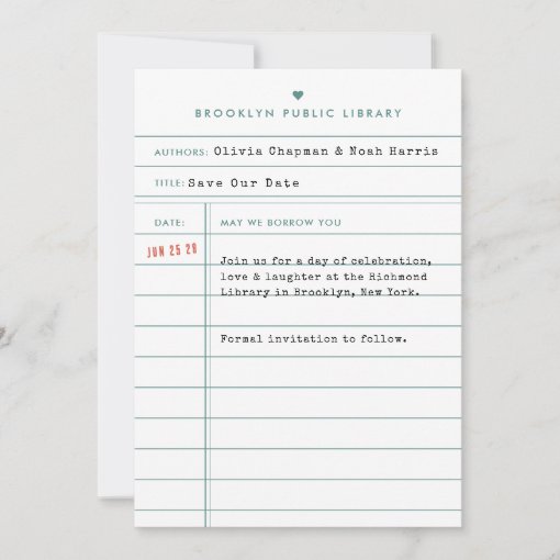 Vintage Library Card Wedding Save the Date | Zazzle