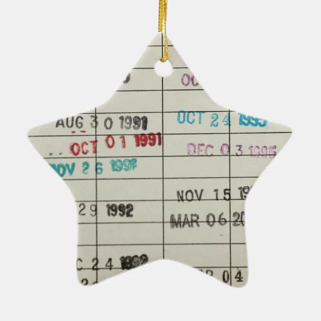 Vintage Library Due Date Cards Ceramic Ornament | Zazzle