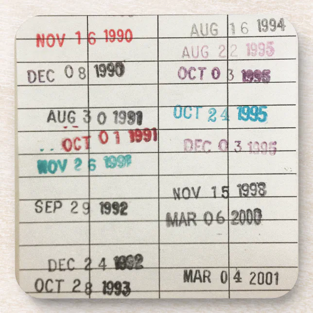 Vintage Library Due Date Cards Drink Coaster | Zazzle