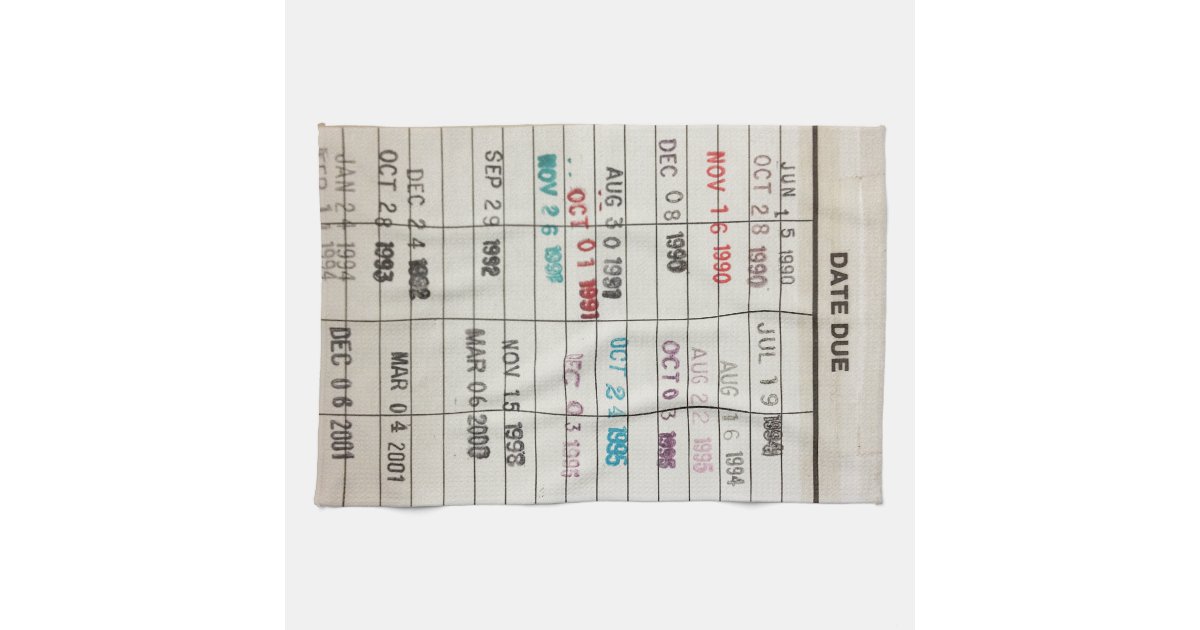 Vintage Library Due Date Cards Hand Towel | Zazzle Vintage Library Due Date Cards Hand Towel | Zazzle