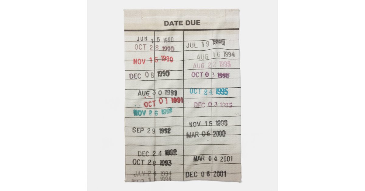 Vintage Library Due Date Cards Hand Towel | Zazzle Vintage Library Due Date Cards Hand Towel | Zazzle