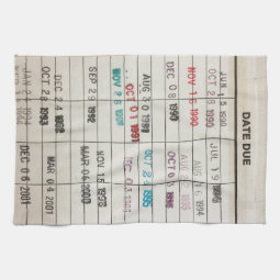 Vintage Library Due Date Cards Kitchen Towel | Zazzle
