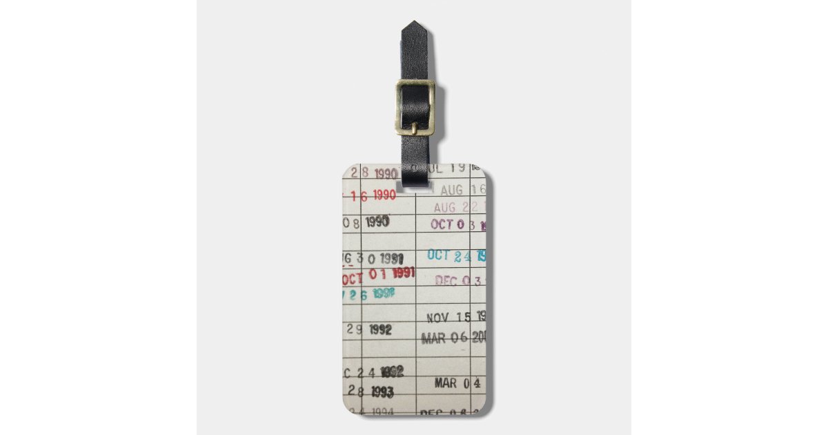 Vintage Library Due Date Cards Luggage Tag | Zazzle