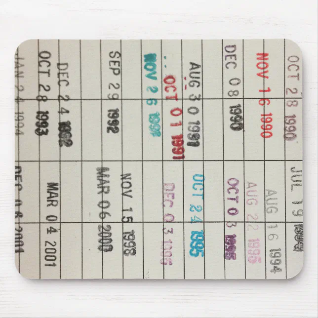 Vintage Library Due Date Cards Mouse Pad | Zazzle