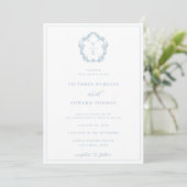 Vintage Light Blue Crest Monogram Wedding Invitation | Zazzle