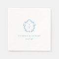 Vintage Light Blue Crest Monogram Wedding Napkins | Zazzle