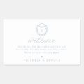 Vintage Light Blue Crest Monogram Wedding Welcome Rectangular Sticker ...