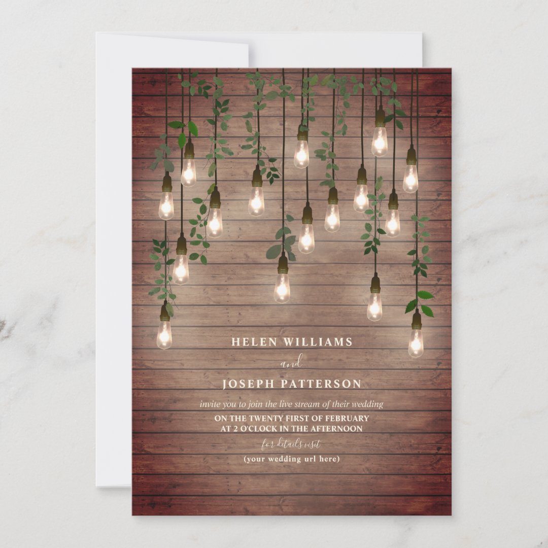 Vintage Light Rustic Wood Botanical Virtual Invitation | Zazzle