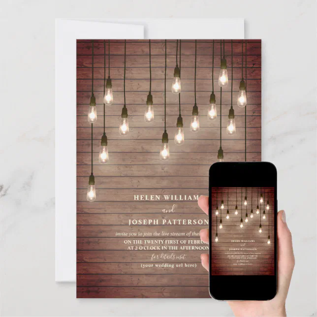 Vintage Light Rustic Wood Virtual Livestream Invitation | Zazzle