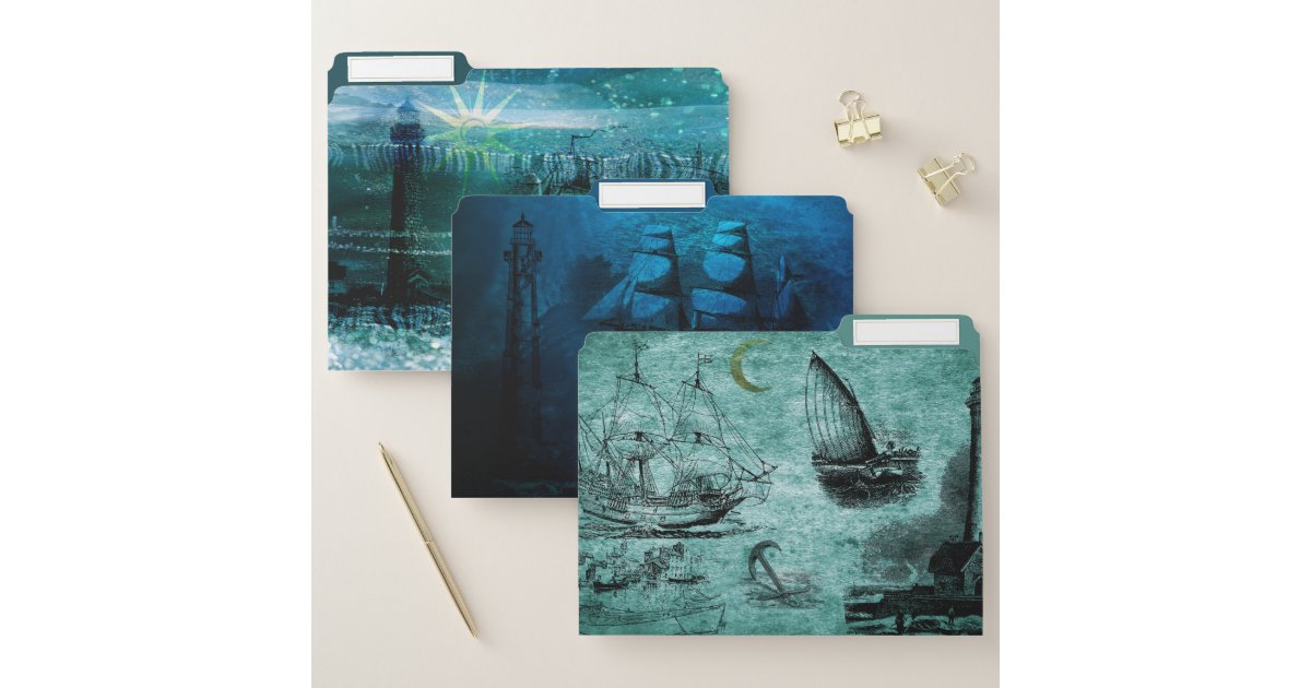 Vintage Lighthouse Nautical File Folder | Zazzle