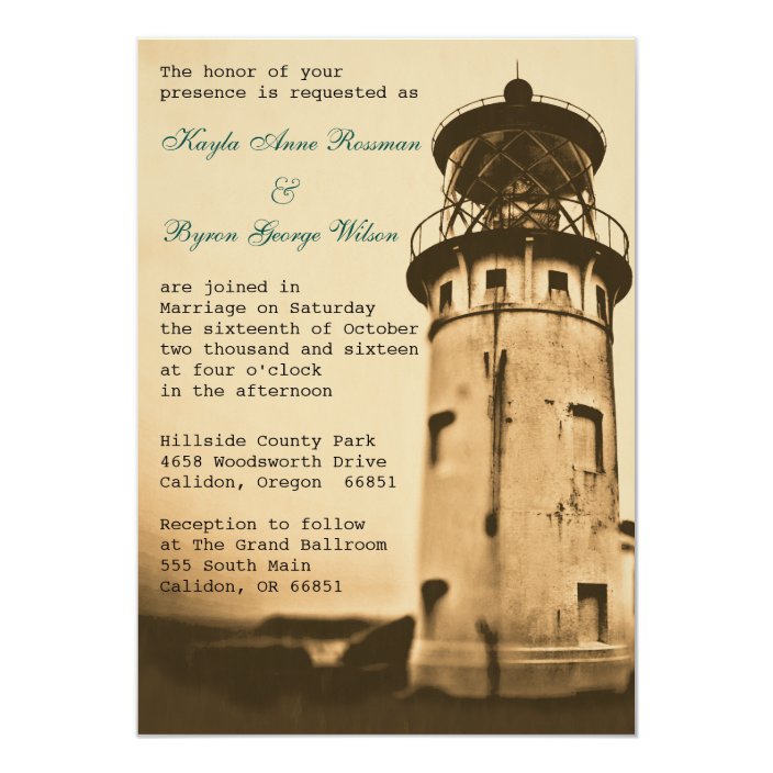 Vintage Lighthouse Wedding Invitation | Zazzle.com