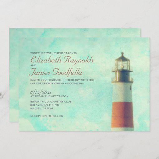 Vintage Lighthouse Wedding Invitations | Zazzle