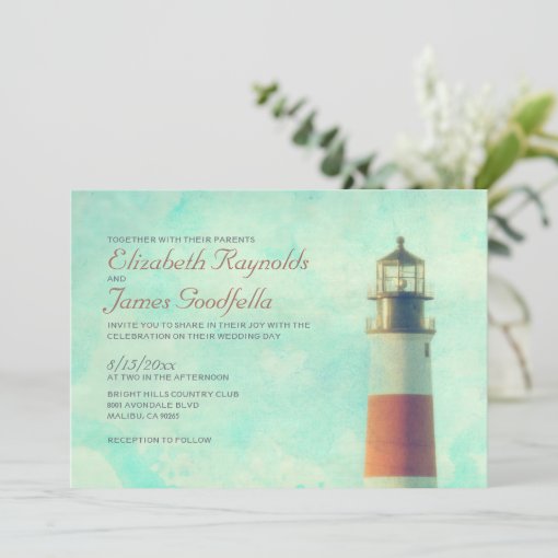 Vintage Lighthouse Wedding Invitations | Zazzle