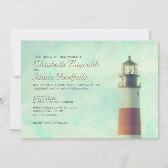 Vintage Lighthouse Wedding Invitations | Zazzle