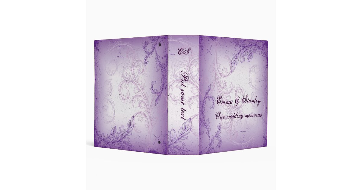 Vintage lilac purple scroll leaf wedding binder | Zazzle