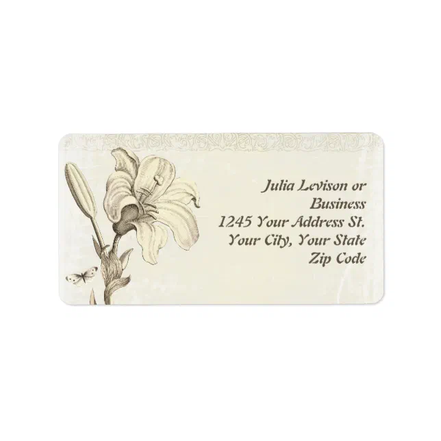 vintage lily flowers beautiful address label | Zazzle