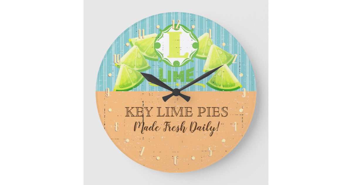 Vintage limes key lime pie kitchen clock | Zazzle