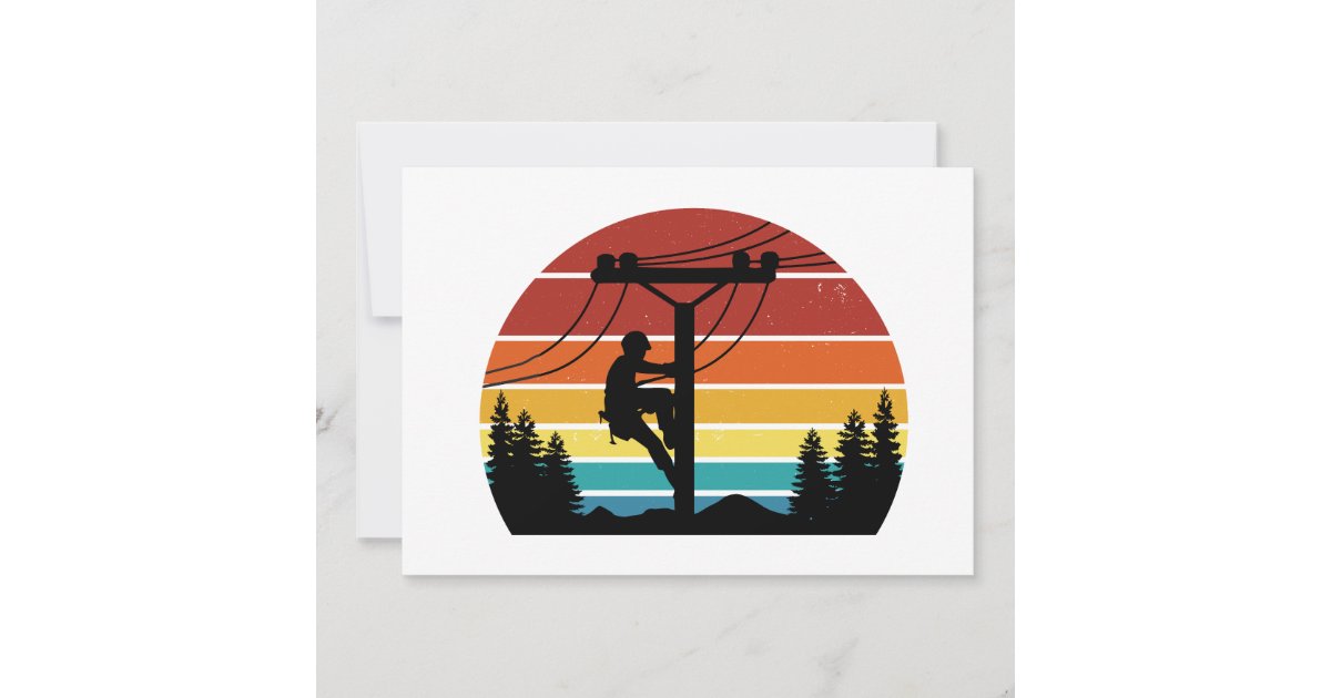 Vintage Lineman Sunset Retro Invitation | Zazzle