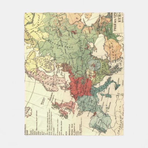 Vintage Linguistic Map of Europe (1907) Fleece Blanket | Zazzle Vintage Linguistic Map of Europe (1907) Fleece Blanket | Zazzle