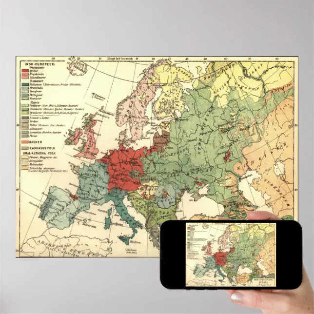 Vintage Linguistic Map of Europe (1907) Poster | Zazzle Vintage Linguistic Map of Europe (1907) Poster | Zazzle