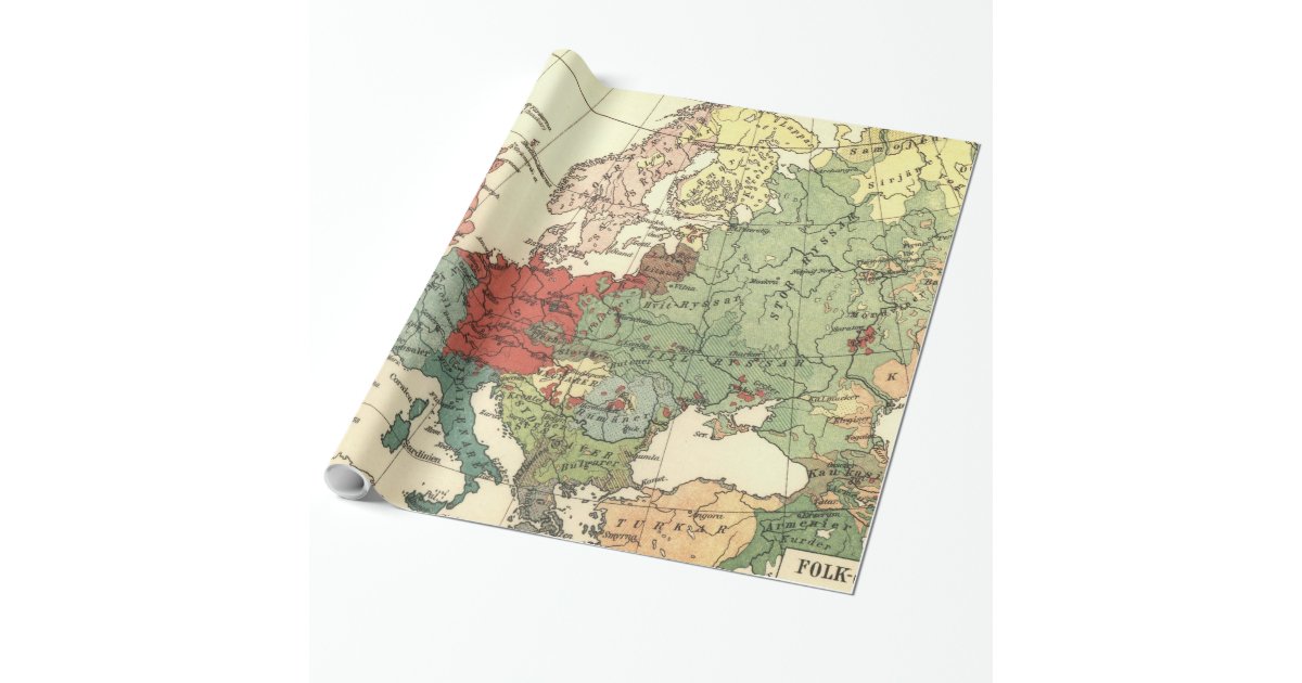 Vintage Linguistic Map of Europe (1907) Wrapping Paper | Zazzle