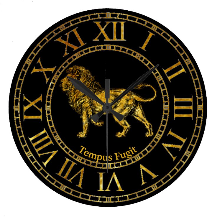Vintage Lion Personalize Large Clock | Zazzle