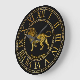 Vintage Lion Personalize Large Clock | Zazzle