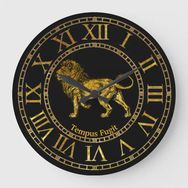 Vintage Lion Personalize Large Clock | Zazzle