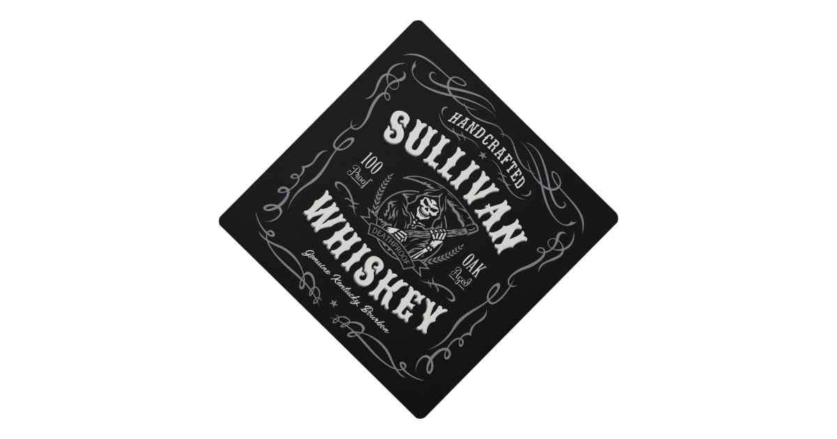 Vintage Liquor ADD NAME Old Grim Reaper Whiskey Graduation Cap Topper ...