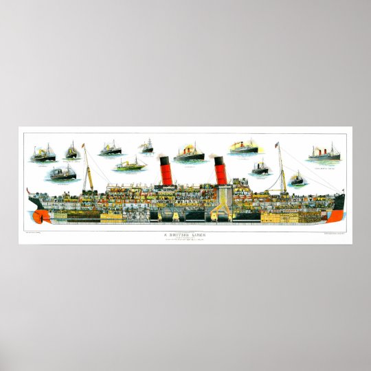 Vintage Lithograph British Ocean Liner RMS Caronia Poster | Zazzle.com